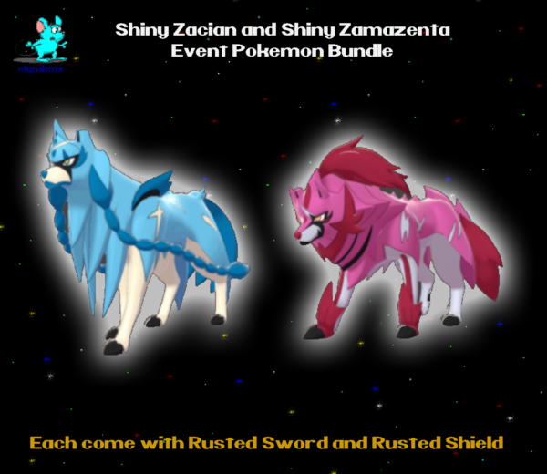 Shiny 6IV Zacian and Zamazenta GameStop Event Pokemon Bundle for Sword, Shield, Scarlet, and ...