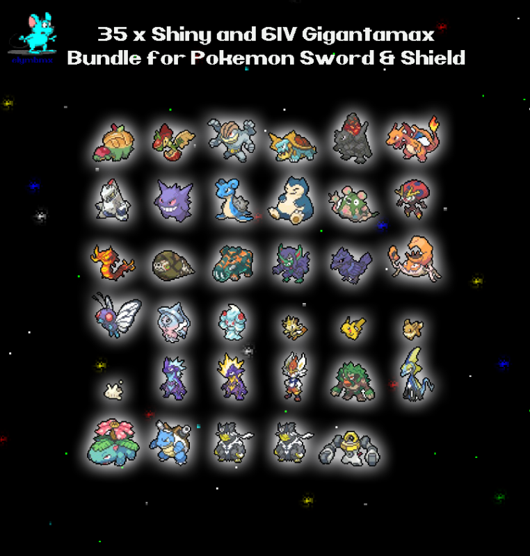 35 x Ultra Square Shiny 6IV Gigantamax Gmax Pokemon 35 PCs Bundle with ...
