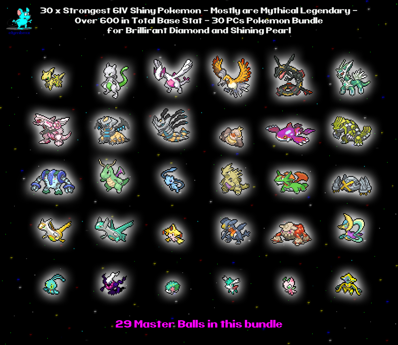 30 x Strongest 6IV Shiny Pokemon - Most Mythical Legendary - 600 and ...