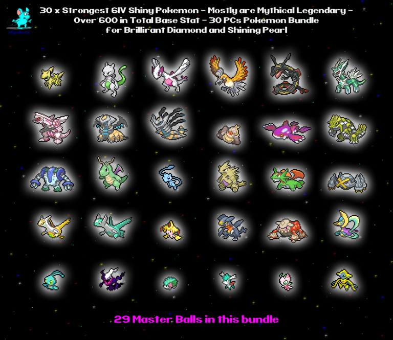 30 x Strongest 6IV Shiny Pokemon - Most Mythical Legendary - 600 and ...