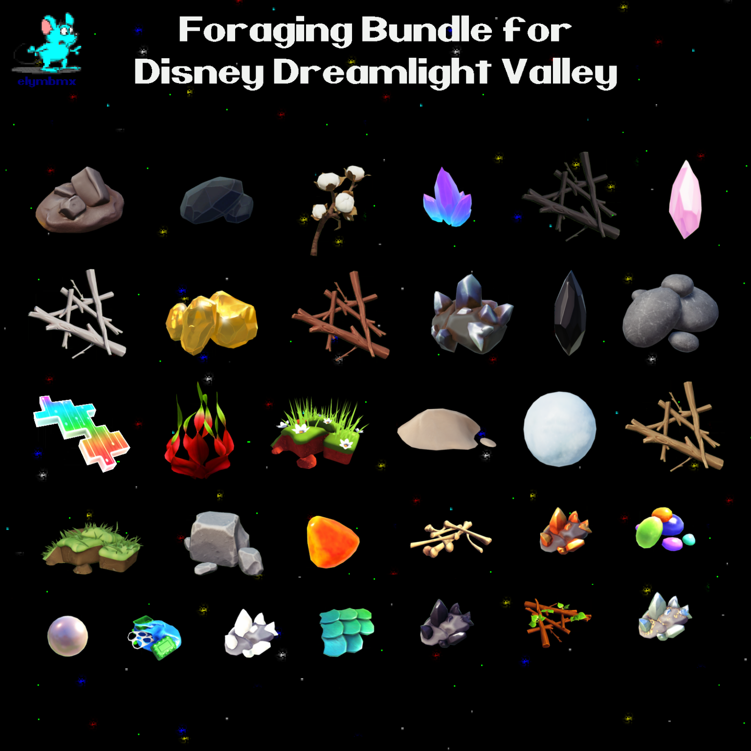 Foraging Crafting Materials Items Bundle for Disney Dreamlight Valley ...