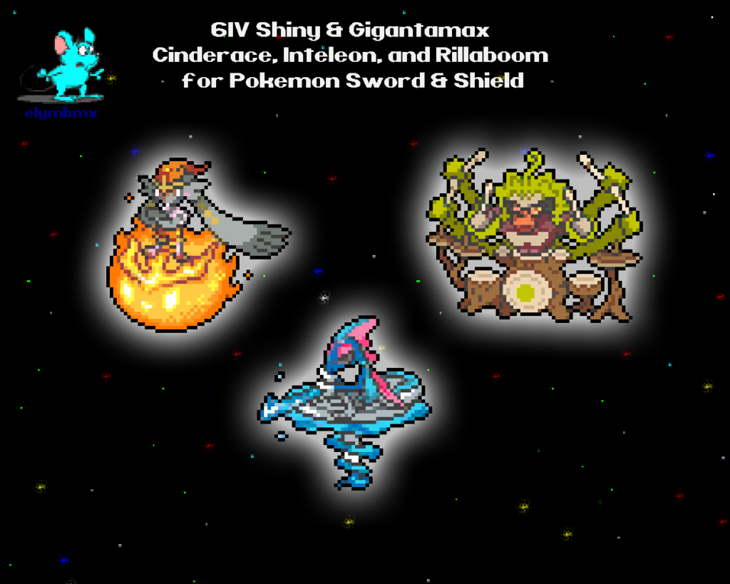 Shiny 6IV Galarian Galar Gigantamax Starters Cinderace, Inteleon, and ...